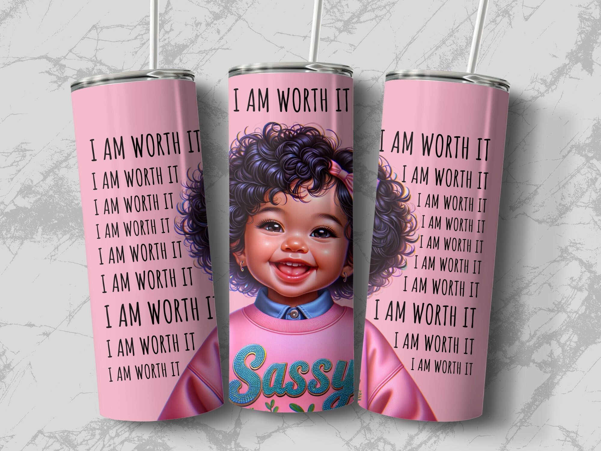 I Am Worth It Positive Affirmations 20 Oz Skinny Tumbler Sublimation ...