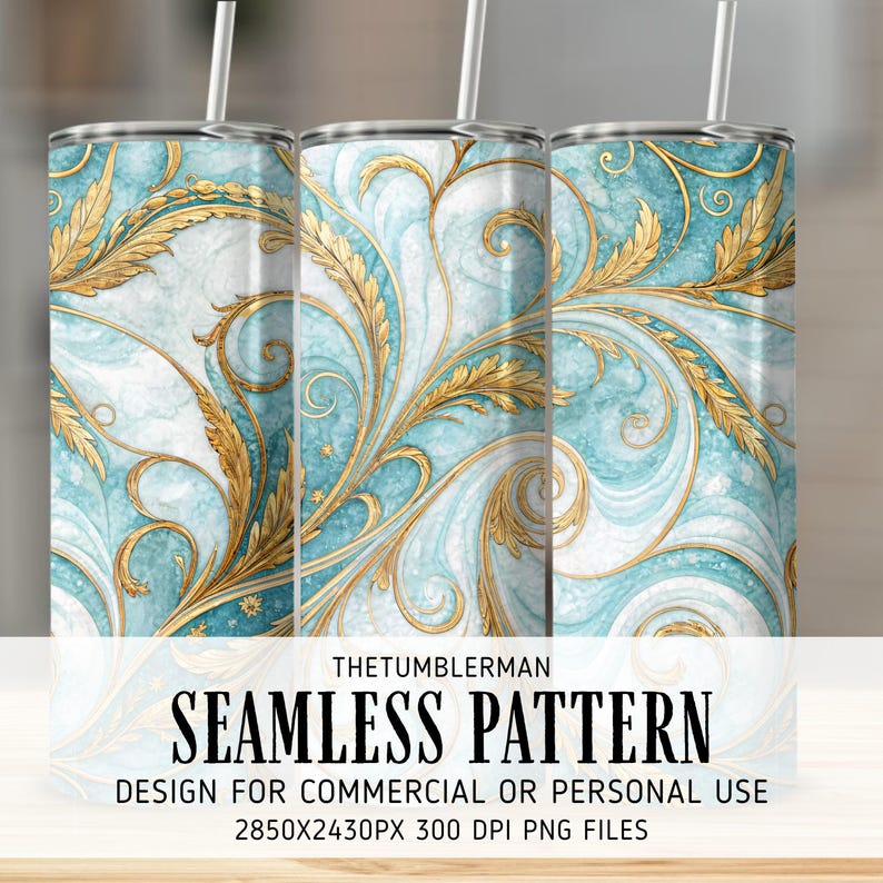 Teal Gold Seamless Pattern, Digital Paper, Printable Fabric, Tileable ...