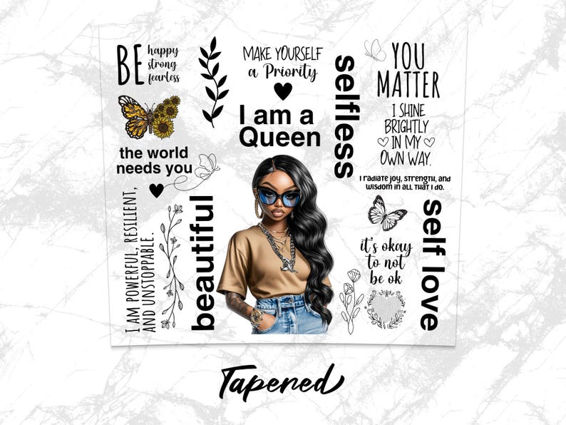 Queen Tumbler Design, Self Love Sublimation, 20oz Skinny Tumbler Wrap ...