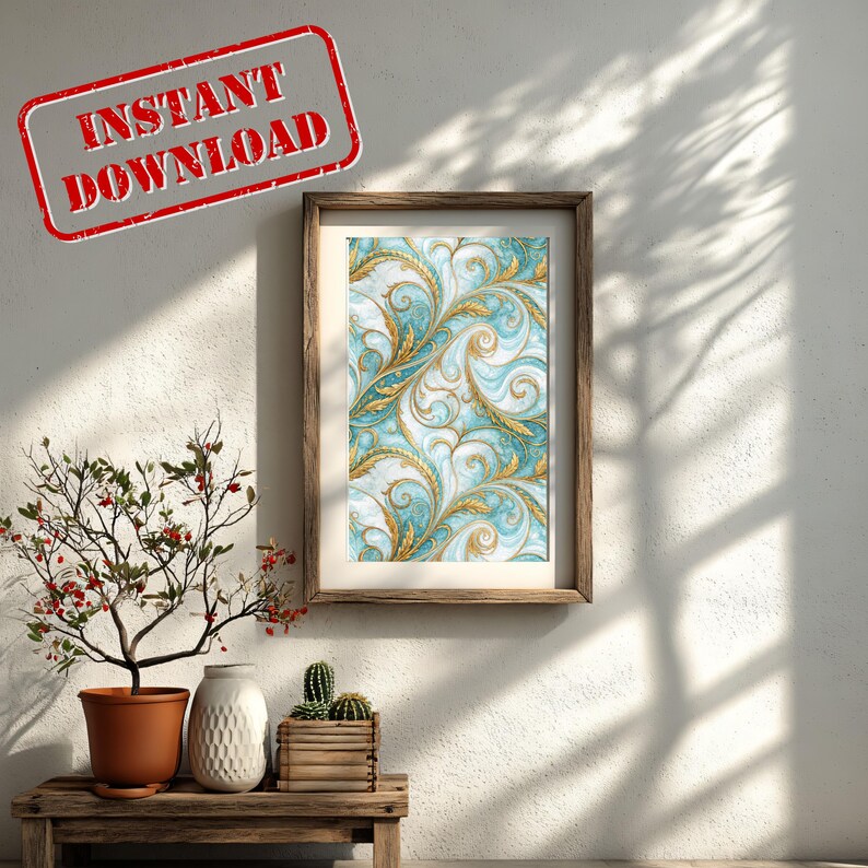 Teal Gold Seamless Pattern, Digital Paper, Printable Fabric, Tileable ...