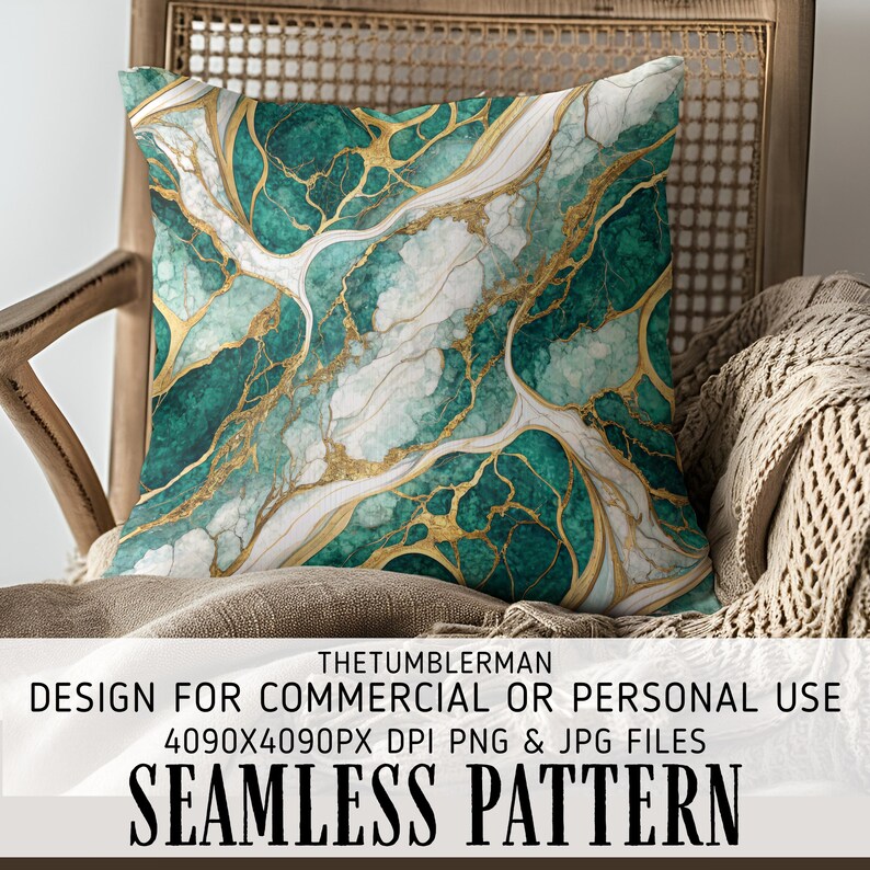 Emerald Green Marble Digital Paper, Gold Veins Seamless Pattern, Teal ...