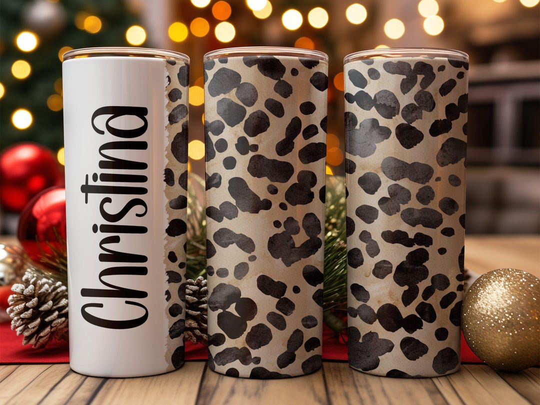 Leopard Print Skinny Tumbler, Animal Print 20oz Tumbler, Custom Digital ...