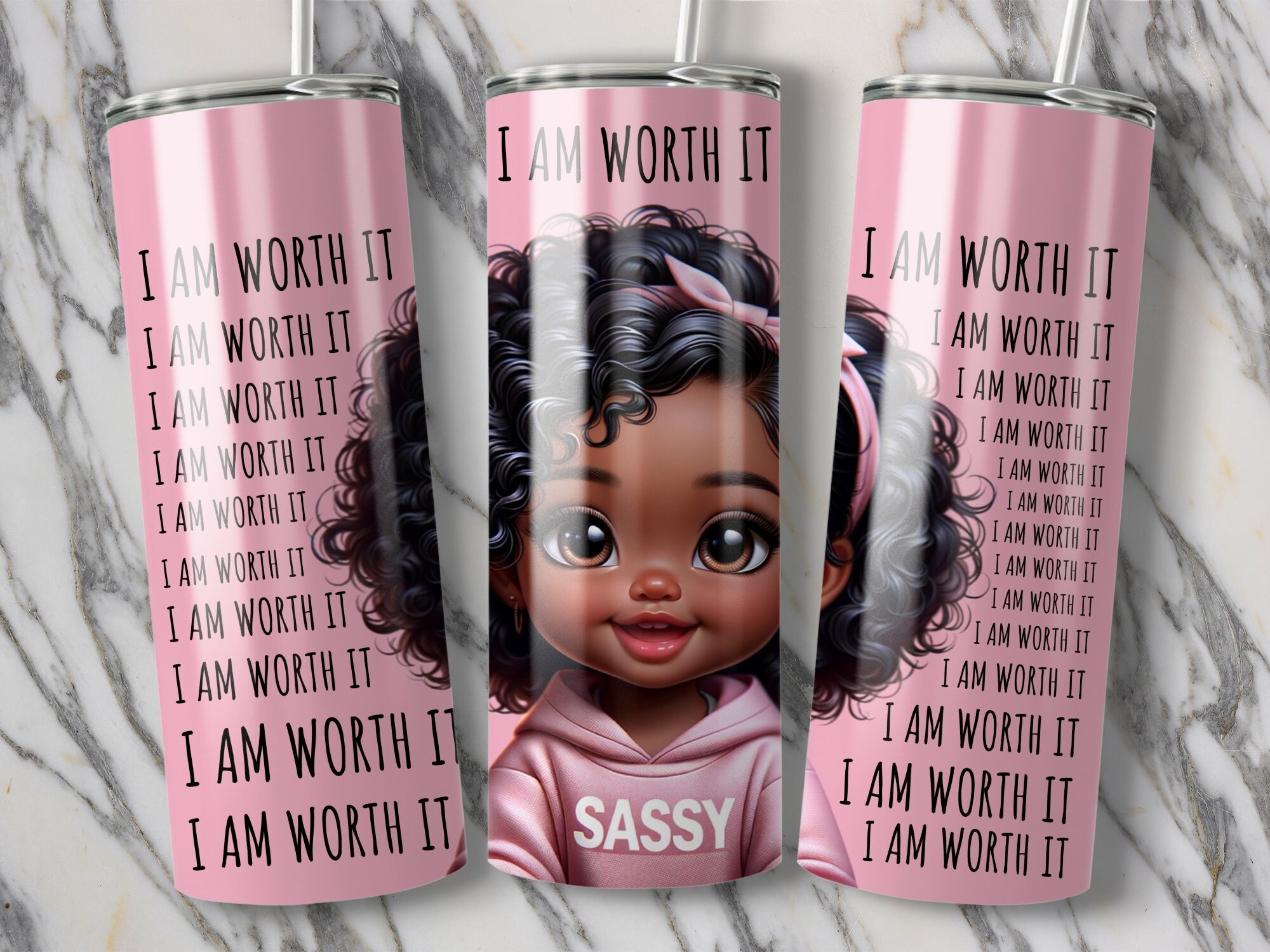 I Am Worth It Positive Affirmations 20 Oz Skinny Tumbler Sublimation ...