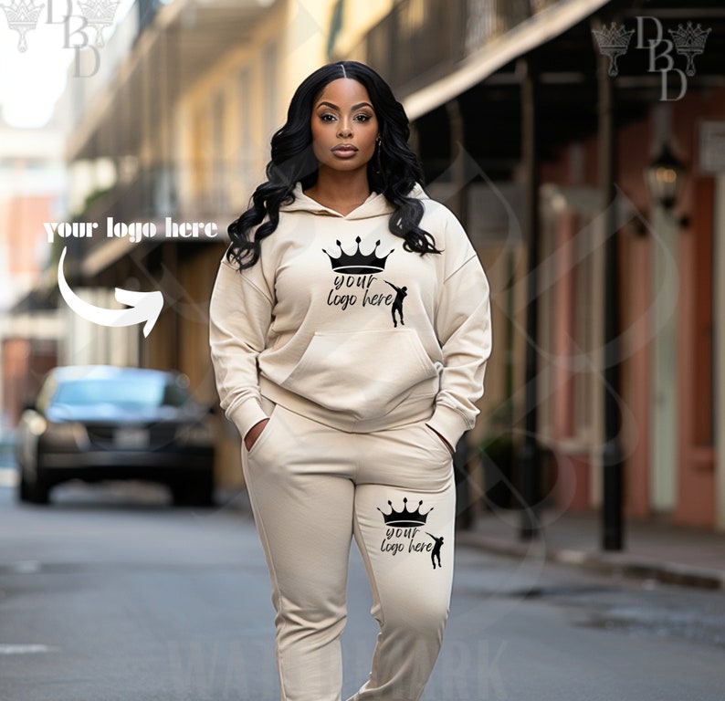 Black Woman Beige Sweatsuit/hoodie/jogging Sweatsuit, Beige G18500 ...