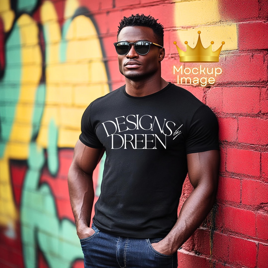 Mockup Black Model, Juneteenth Mockup, Black Tee Mockup, Digital T ...