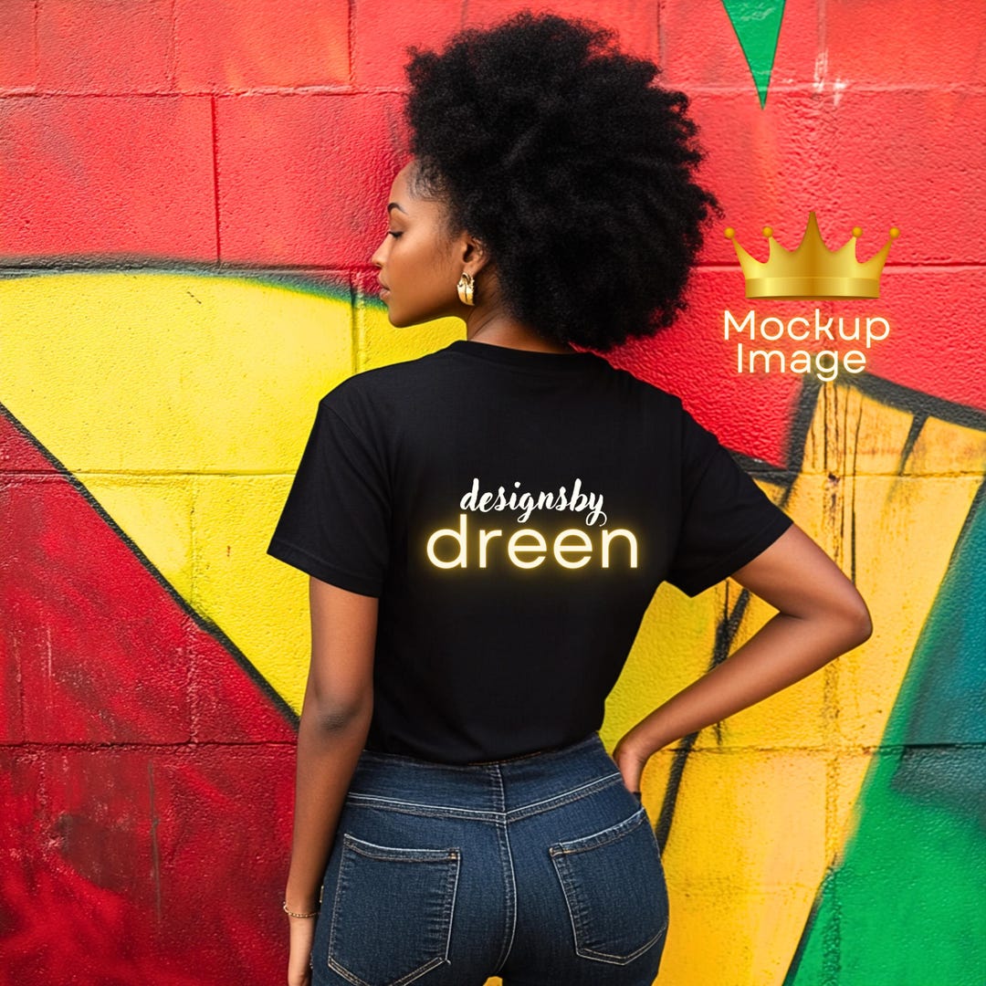 Black Woman Tee Mockup: Juneteenth Design, Urban Streetwear (digital ...