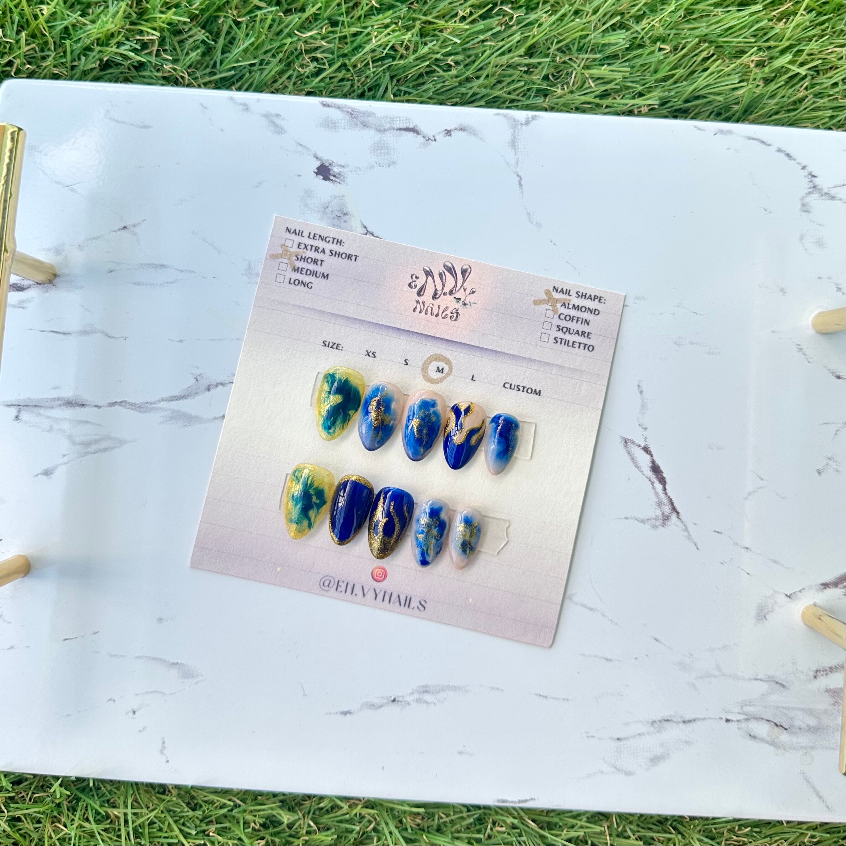 Blue Press on Nails Custom Press Ons Ocean Press on Nails - Etsy