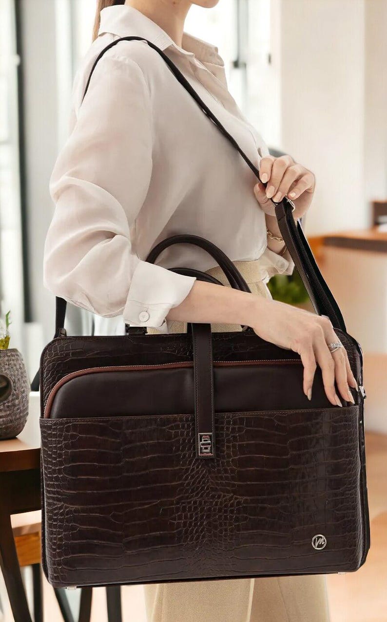 Personalized Top Grain Leather Travel 15.6 Laptop Bag, Office Bags ...