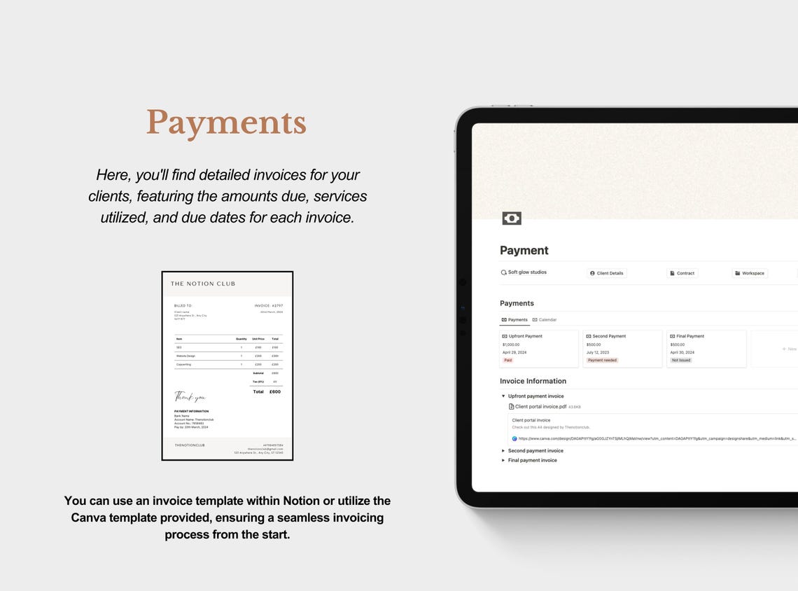 Notion Template Client Portal, Notion Client Dashboard, Project ...