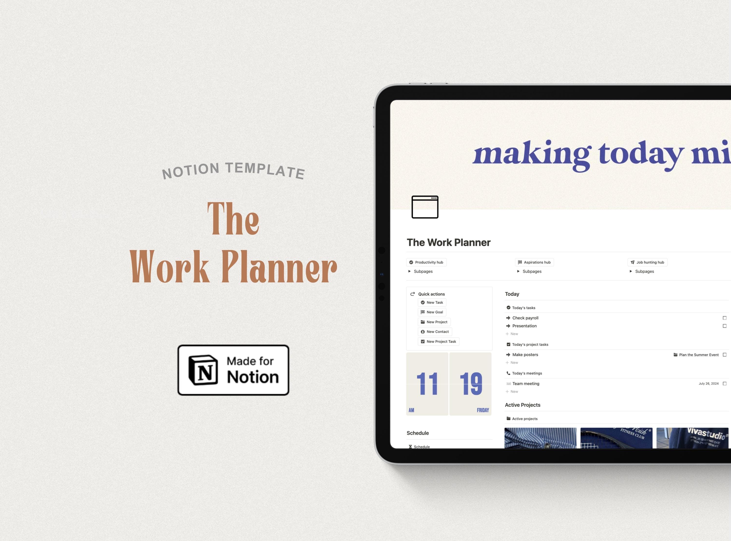 Notion Template Work Dashboard Business Notion Planner 2024 Goals ...