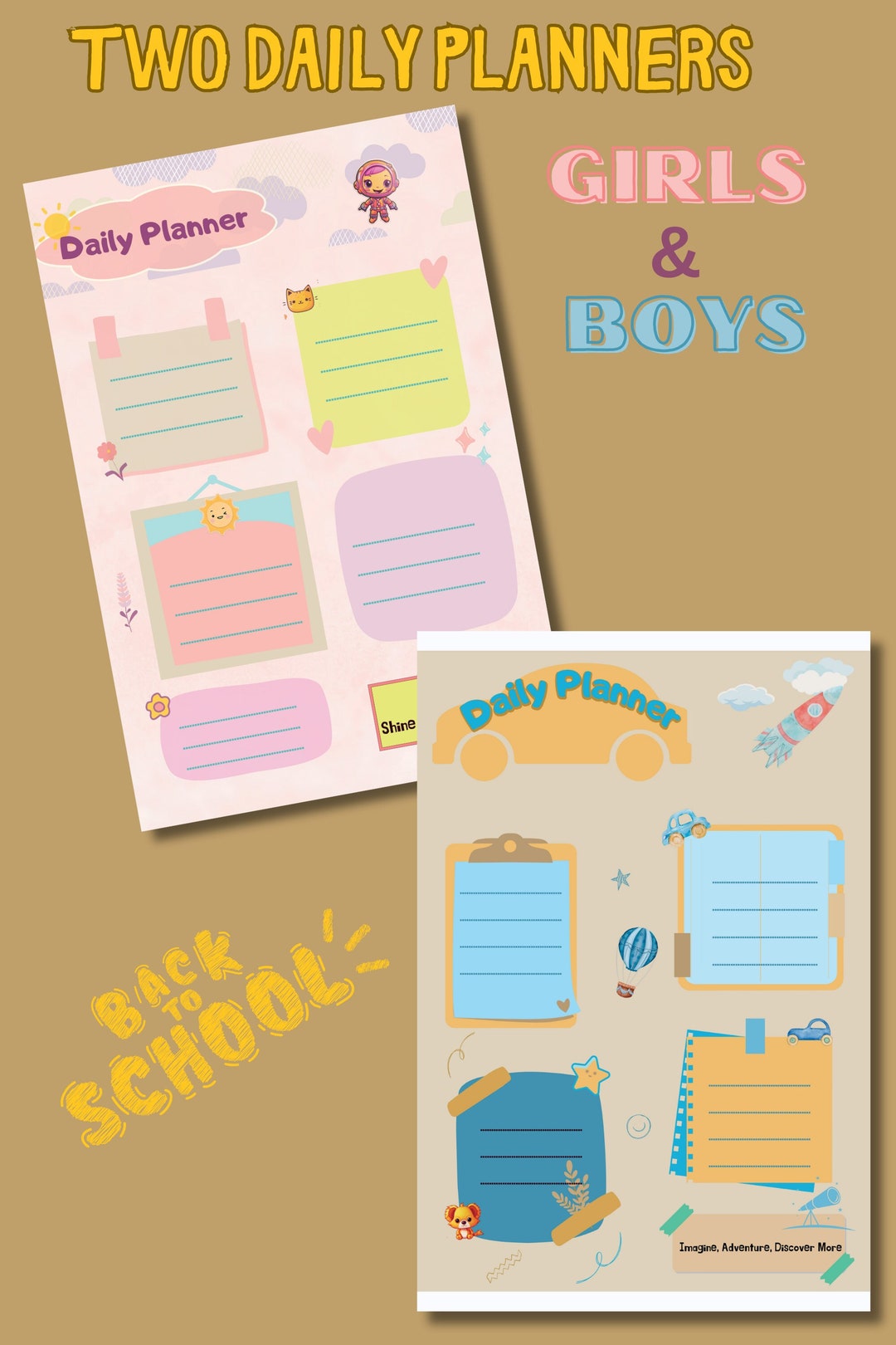 Daily Kids Planner Printable Back to School Paper Kids - Etsy