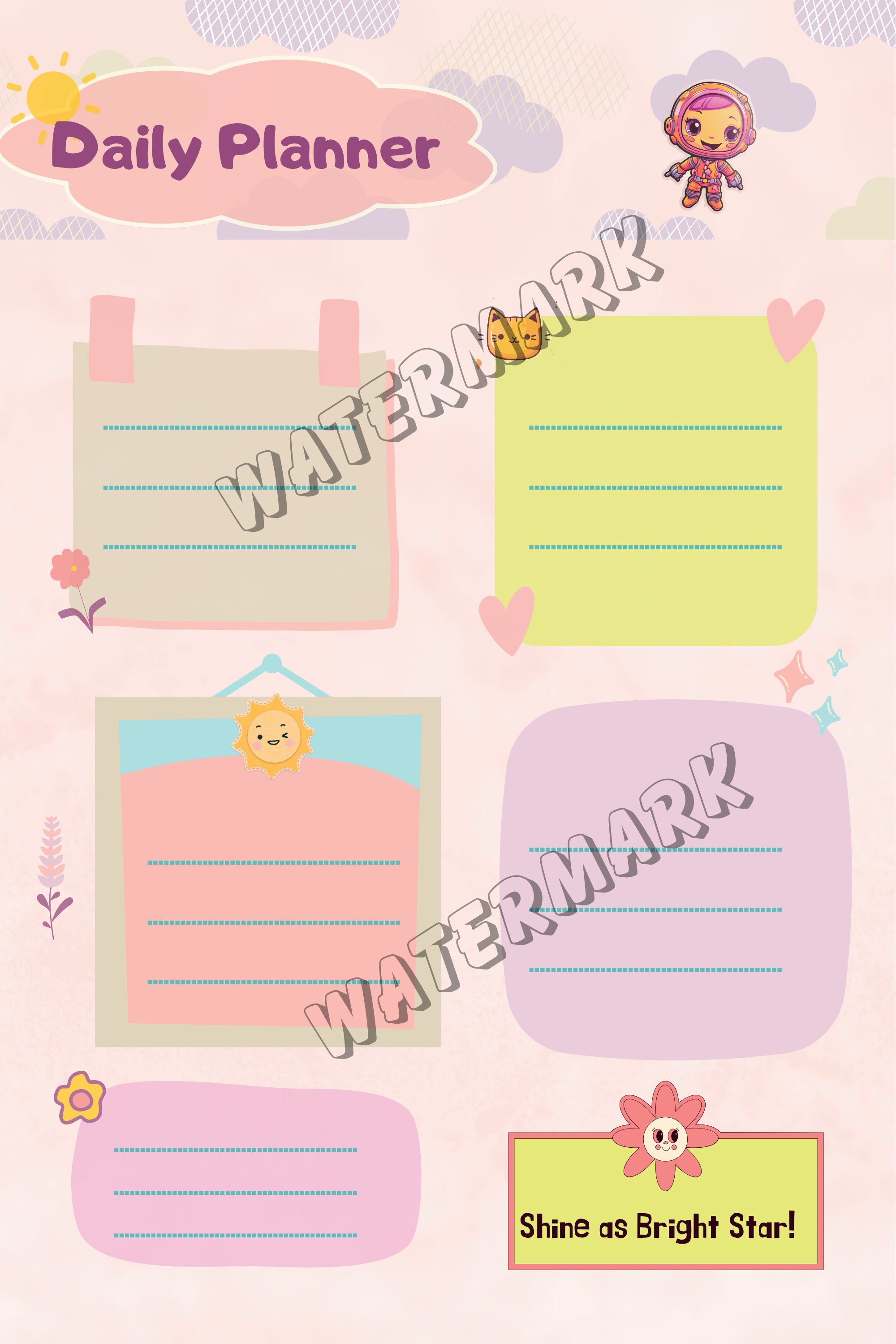 Daily Kids Planner Printable Back to School Paper Kids - Etsy