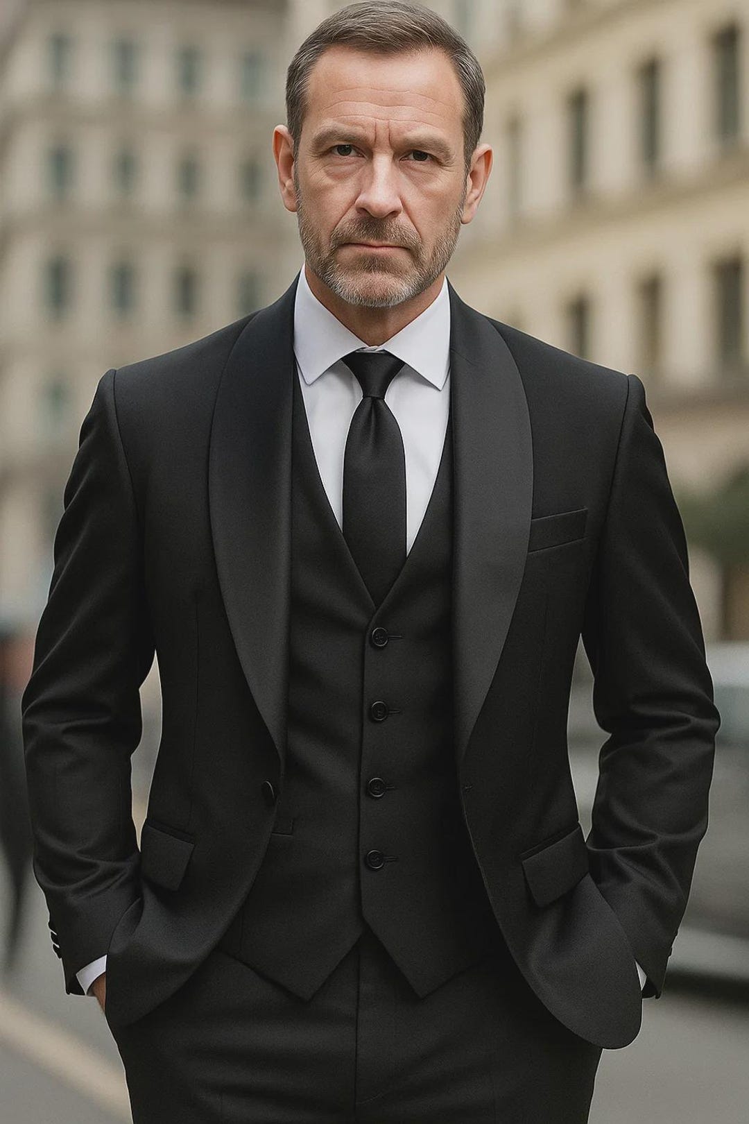 Black Wide-leg Suit for Men | Double Breasted Tuxedo | Formal Wedding ...