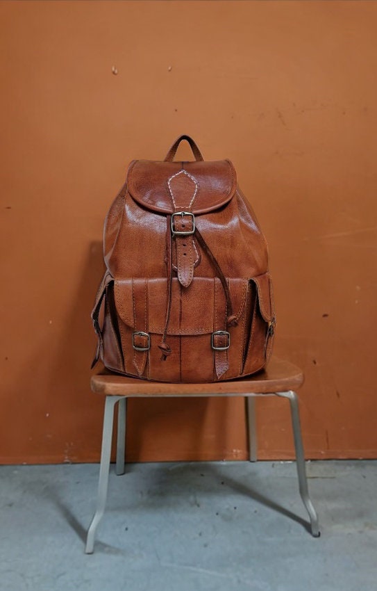 Handmade Luxury Leather Rucksack, Stylish Brown Backpack for Everyday ...