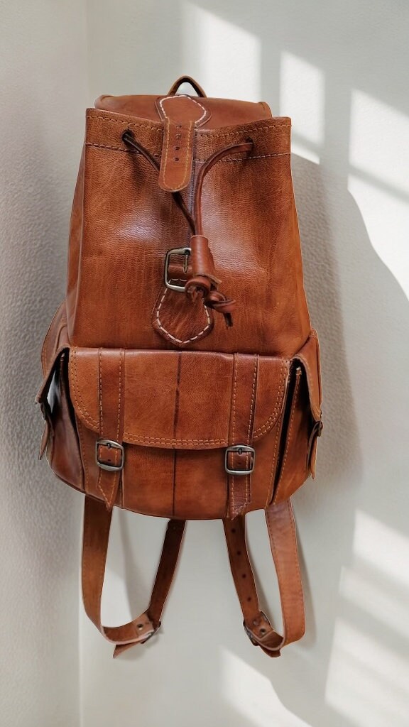 Handmade Luxury Leather Rucksack, Stylish Brown Backpack for Everyday ...