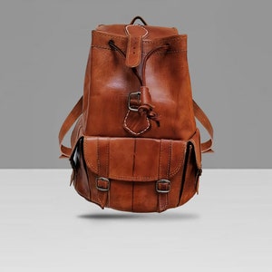 Handmade Luxury Leather Rucksack, Stylish Brown Backpack for Everyday ...