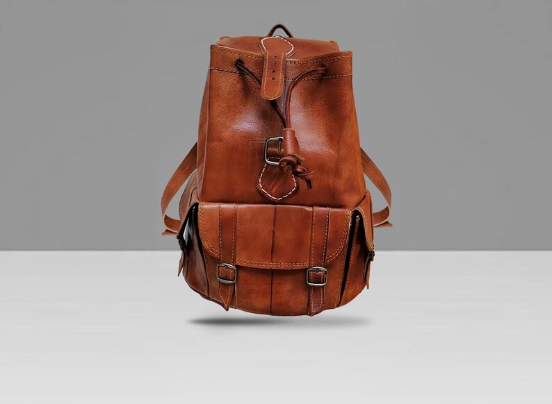 Handmade Luxury Leather Rucksack, Stylish Brown Backpack for Everyday ...