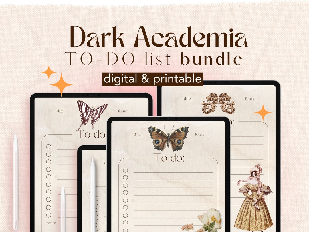 Dark Coquette to Do List Bundle, Digital Todo Planner, Goodnotes ...
