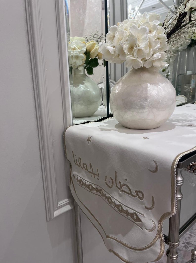 Embroidered Ramadan Table Runner, Ramadan Mubarak Table Decor, Ramadan ...