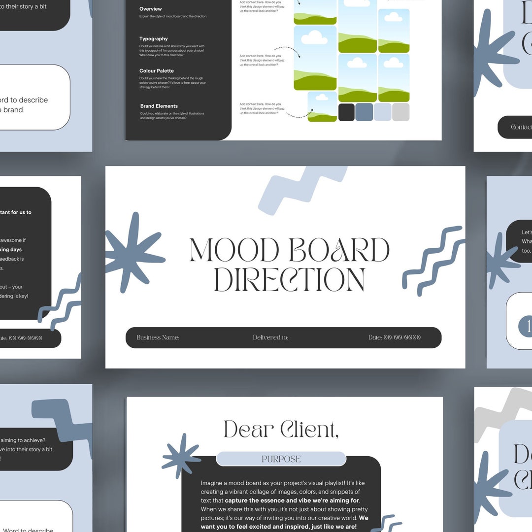 Mood Board Direction Template, Canva Template, Mood Board for Designers ...
