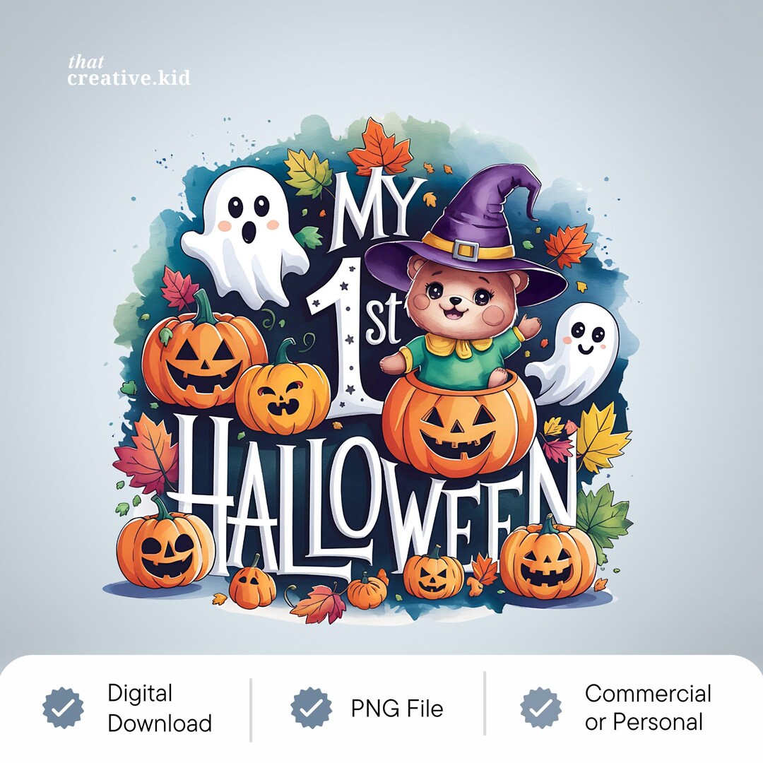 My First Halloween PNG, Halloween Clipart Sublimation Design, 1st ...