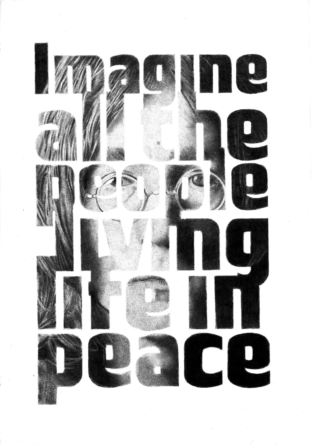 John Lennon Imagine Lyrics Digital Print of Hand Drawing - Etsy