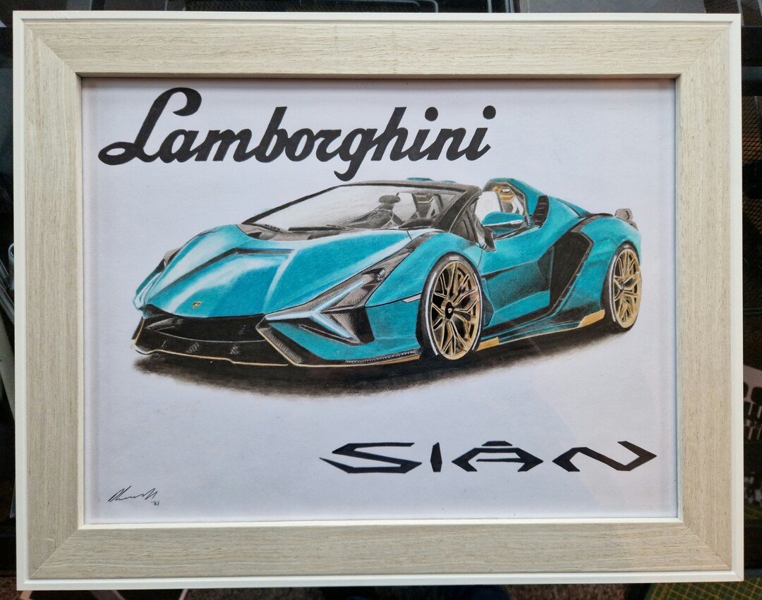Lamborghini Sian - Original Hand Drawn Artwork Using Coloured Pencil ...