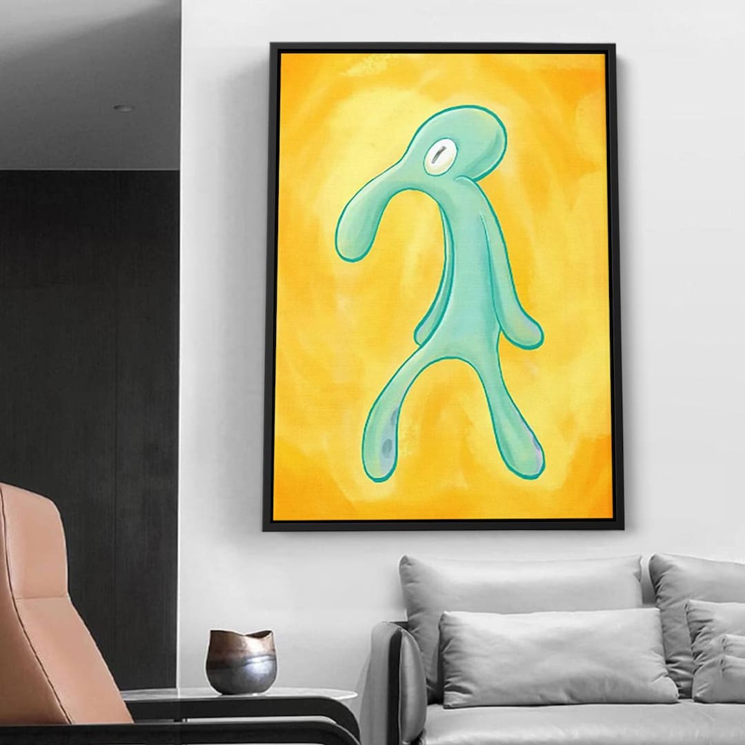Bold and Brash, Squidward Canvas, Modern Poster Art, Yellow Canvas Art ...