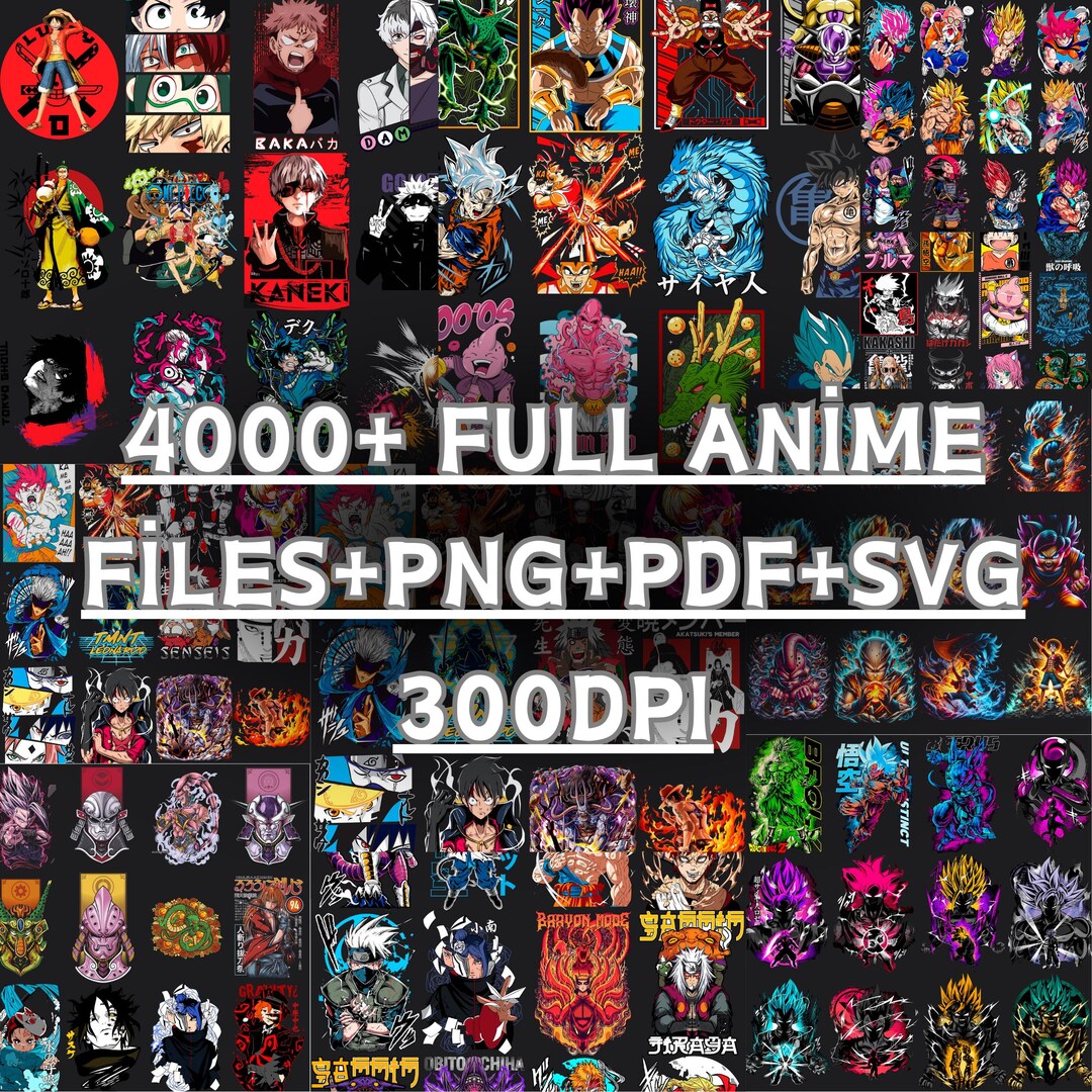 Buy 4000+ Anime Bundle Designs With CLEAR Background, Perfect for Print ...