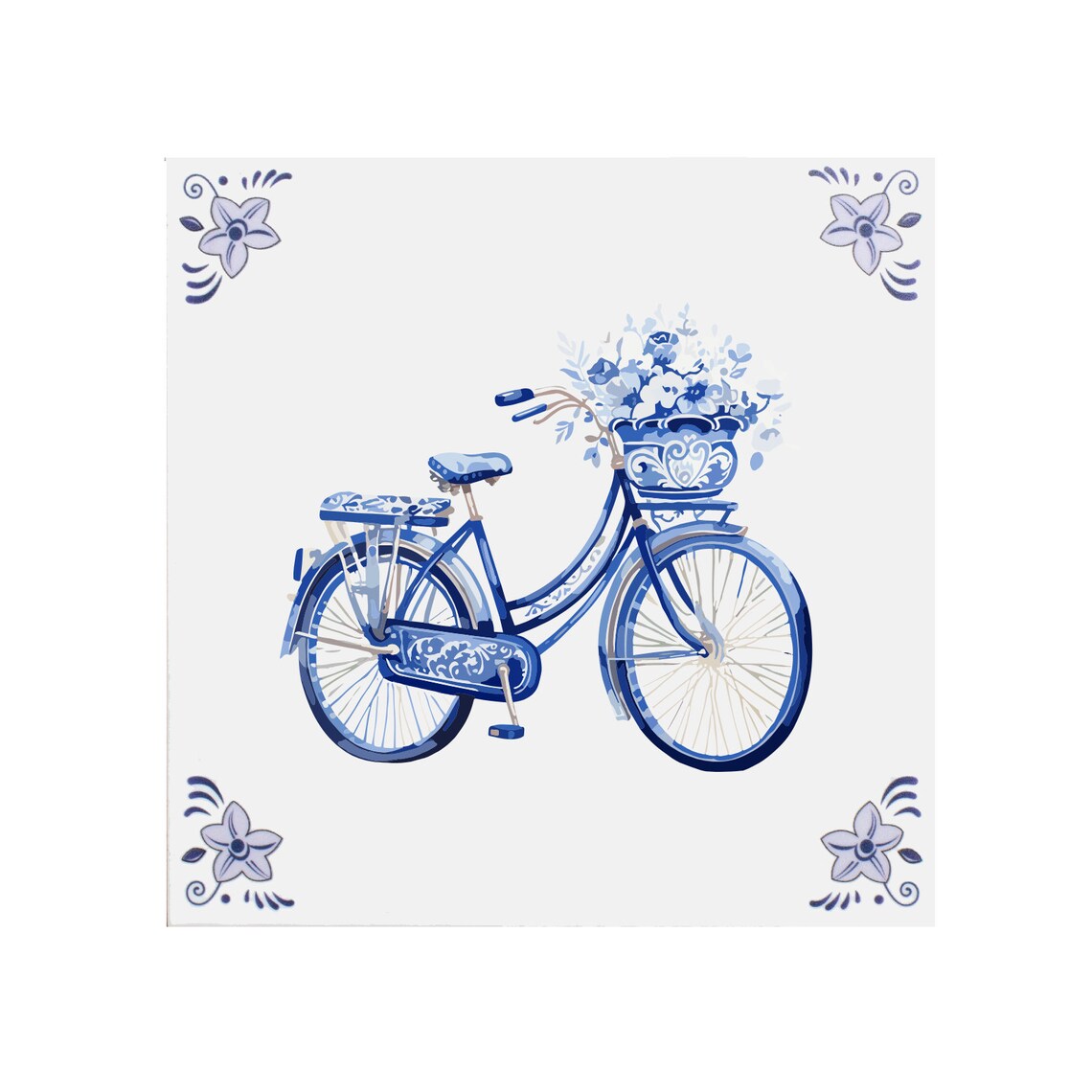 Delft Blue Ceramic Tile: Bicycle - Handmade Ceramic Art, Unique Gift ...