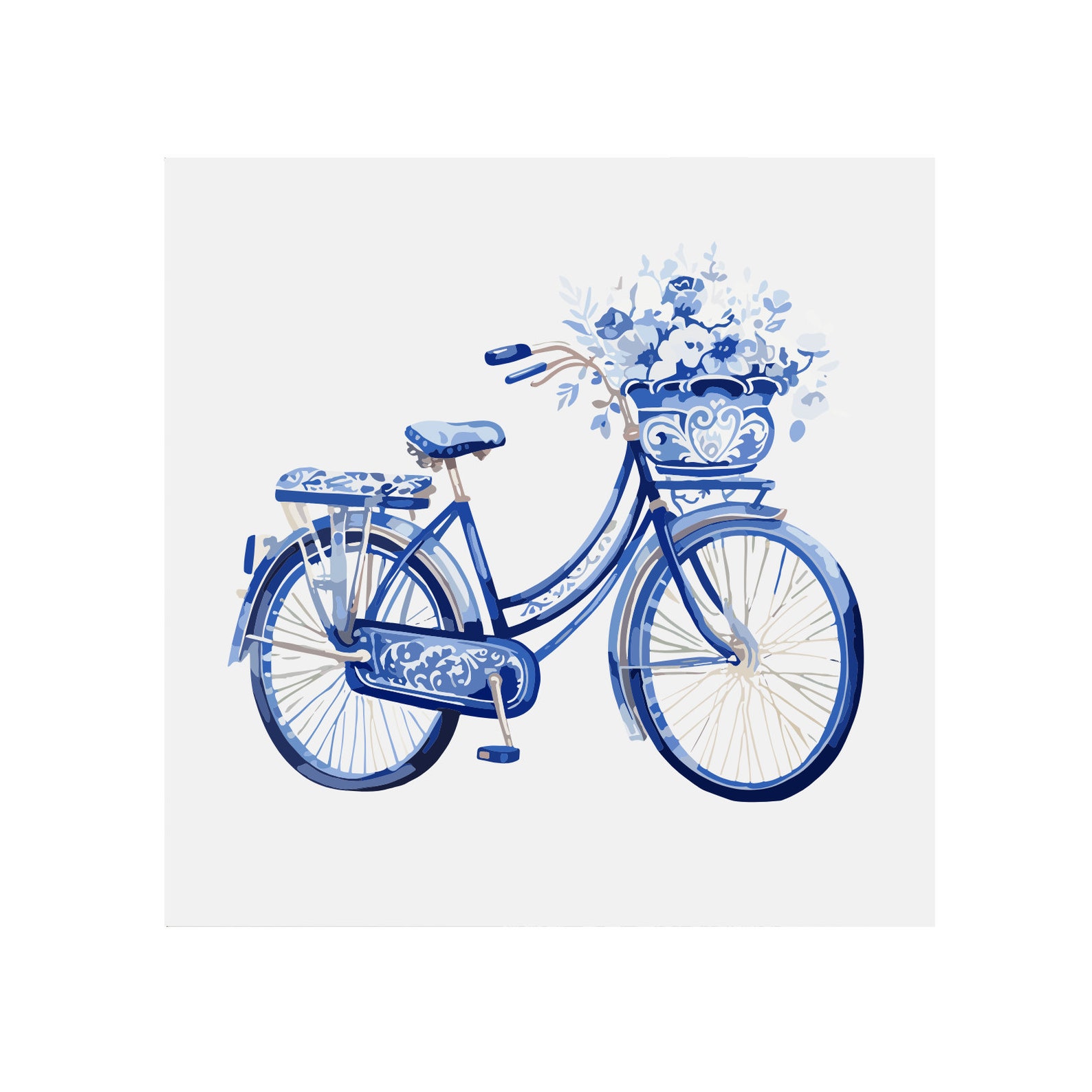 Delft Blue Ceramic Tile: Bicycle - Handmade Ceramic Art, Unique Gift ...