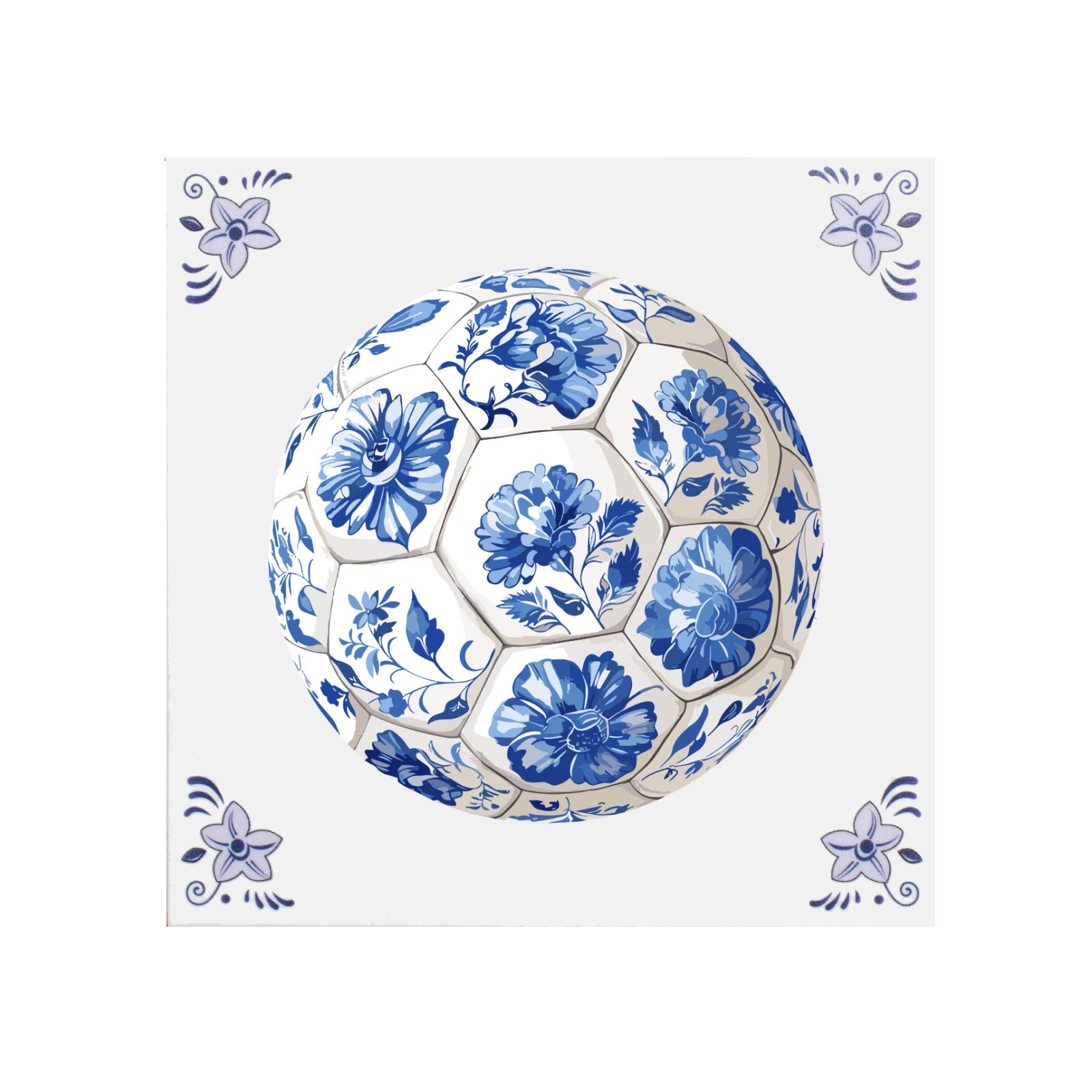 Delft Blue Ceramic Tile: Football - Handmade Ceramic Art, Delft Tile ...