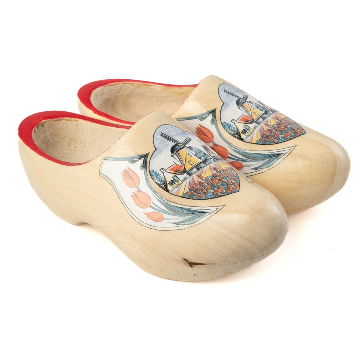 White Tulip Wooden Clogs With Red Edge - Etsy UK