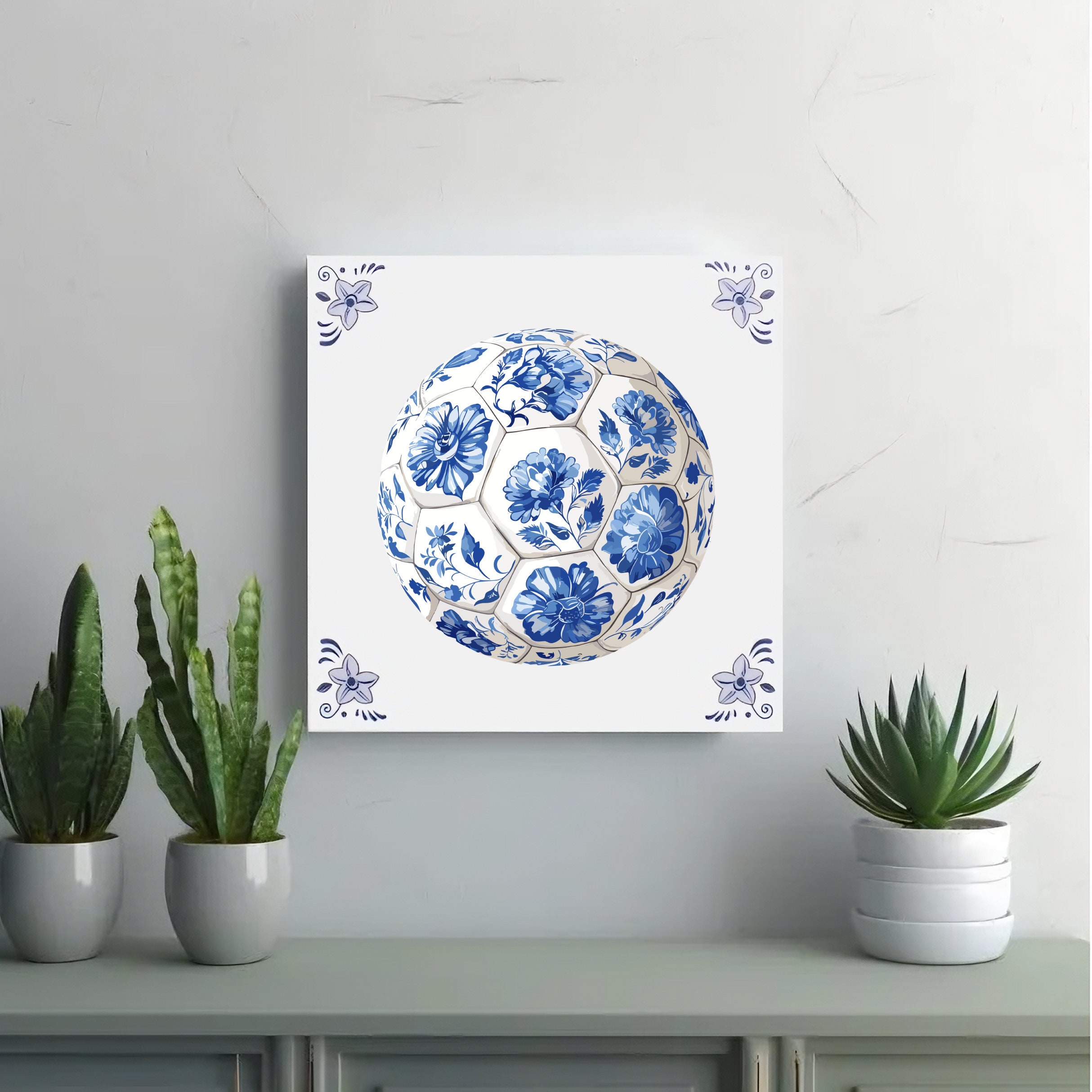 Delft Blue Ceramic Tile: Football - Handmade Ceramic Art, Delft Tile ...