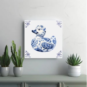 Delft Blue Ceramic Tile: Rubber Duck - Handmade Ceramic Art, Unique ...