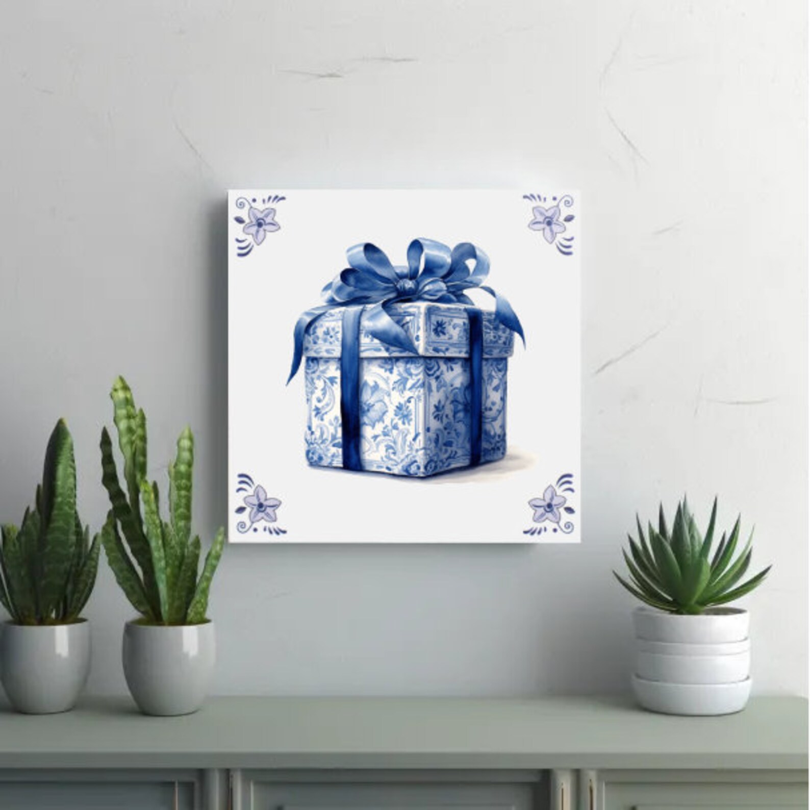 Delft Blue Ceramic Tile: Christmas Gift - Handmade Ceramic Art, Unique ...