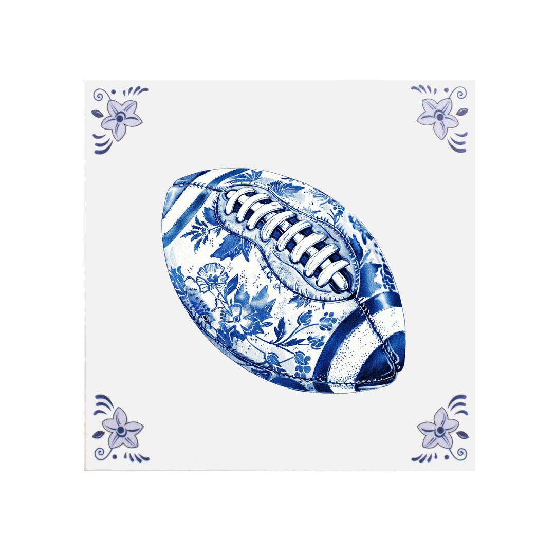 Delft Blue Ceramic Tile: Rugby Ball Handmade Ceramic Art, Delft Tile ...