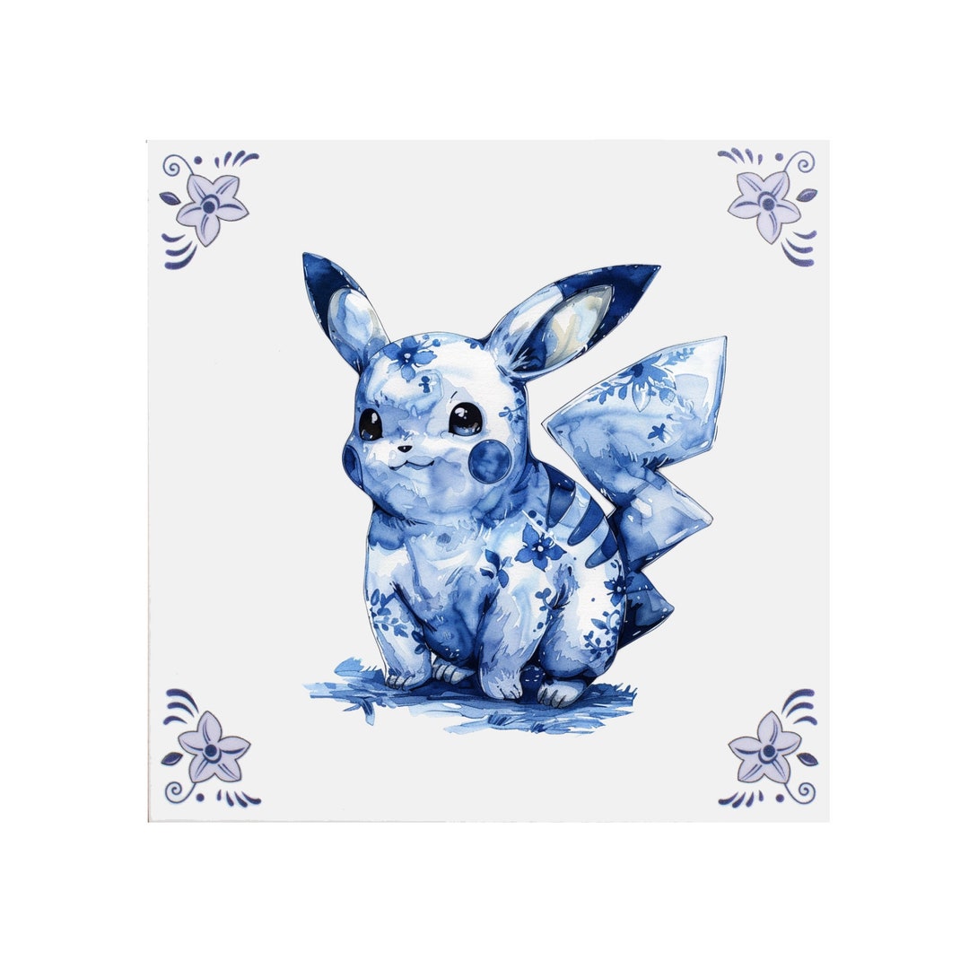 Delft Blue Ceramic Tile: Pikachu - Ceramic Art, Delft Tile, Dutch ...