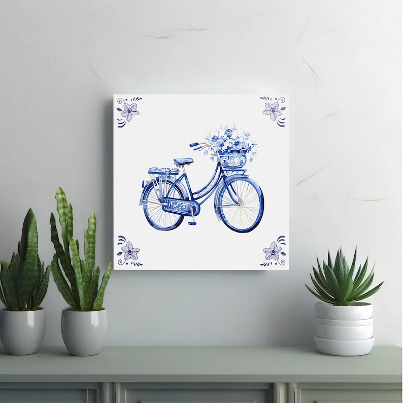 Delft Blue Ceramic Tile: Bicycle - Handmade Ceramic Art, Unique Gift ...