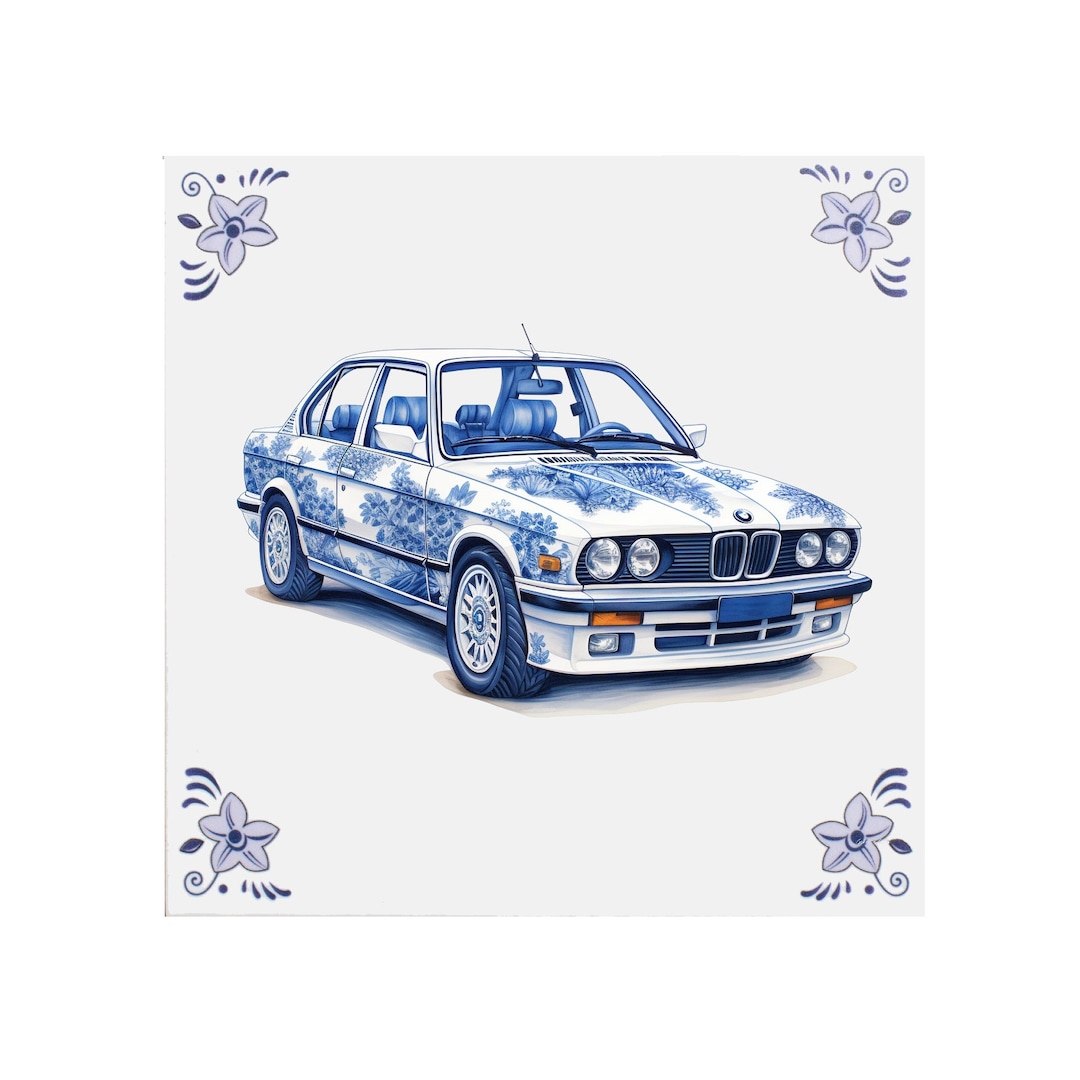 Delft Blue Ceramic Tile: BMW - Handmade Ceramic Art, Unique Gift, Dutch ...