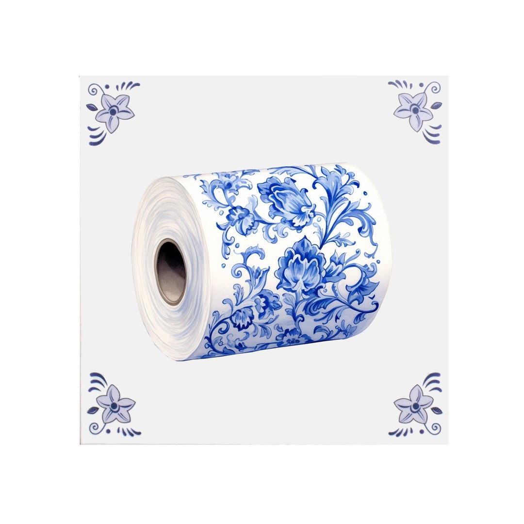 Delft Blue Ceramic Tile: Toilet Paper - Handmade Ceramic Art, Unique ...