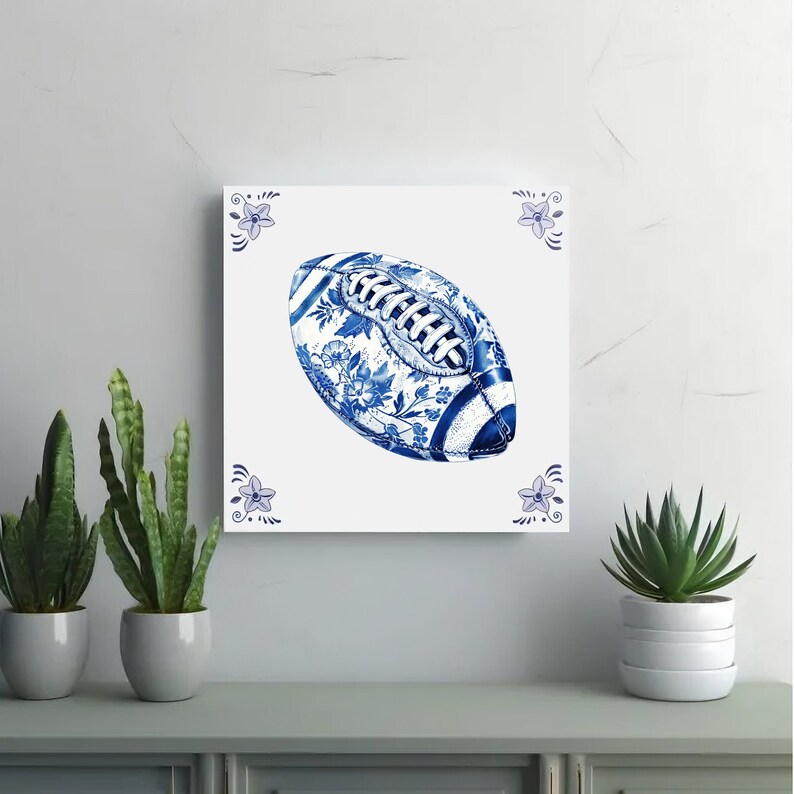 Delft Blue Ceramic Tile: Rugby Ball Handmade Ceramic Art, Delft Tile ...