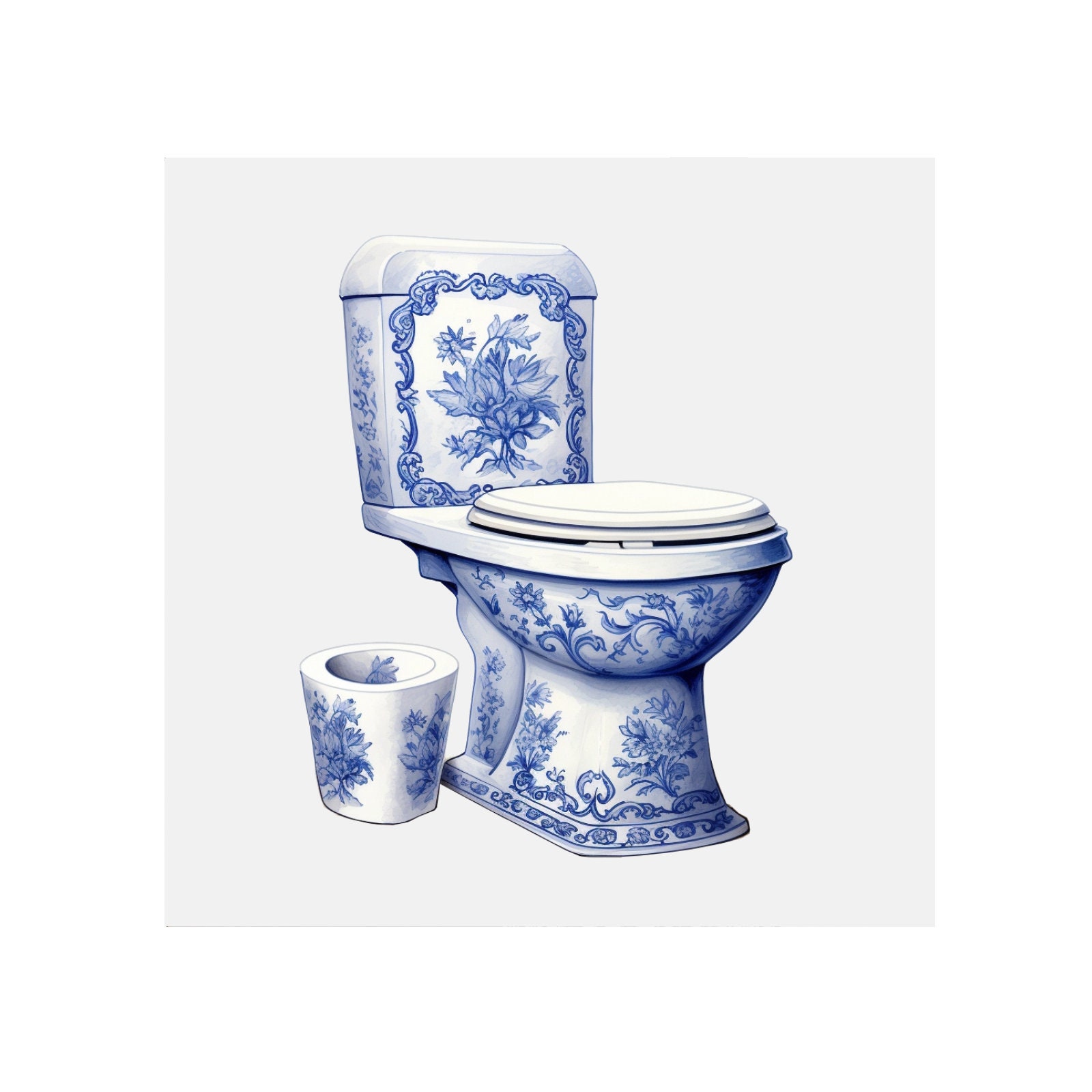 Delft Blue Ceramic Tile: Toilet - Handmade Ceramic Art, Unique Gift ...