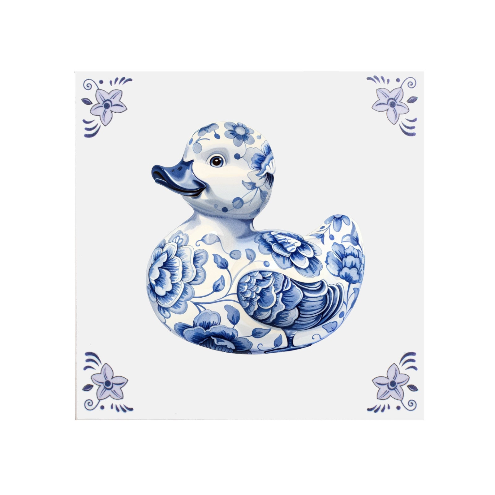 Delft Blue Ceramic Tile: Rubber Duck - Handmade Ceramic Art, Unique ...