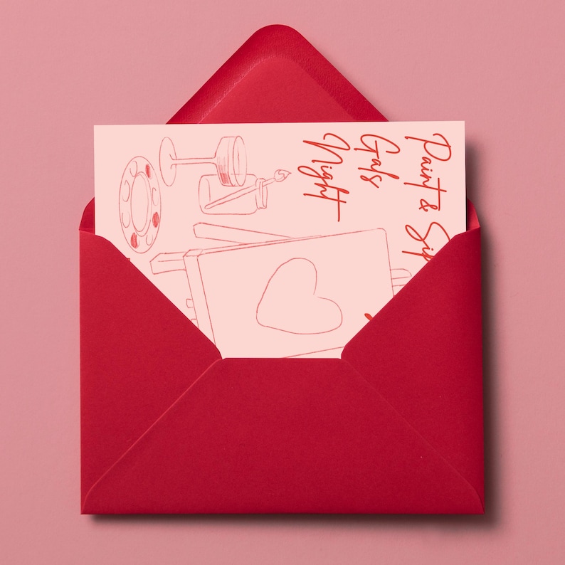 Valentine’s Day Paint and Sip Invitation Template, Editable Canva ...