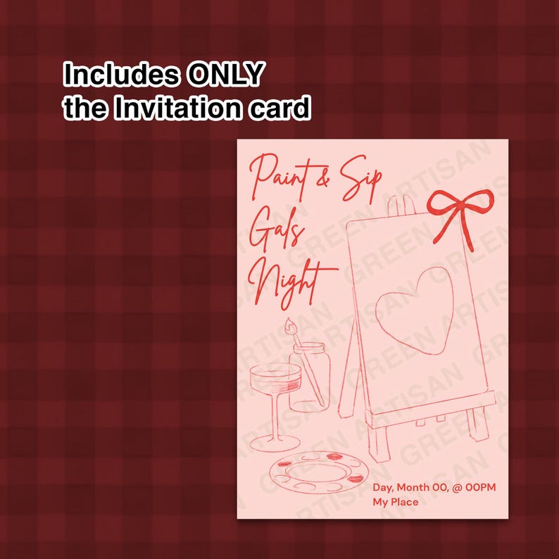 Valentine’s Day Paint and Sip Invitation Template, Editable Canva ...