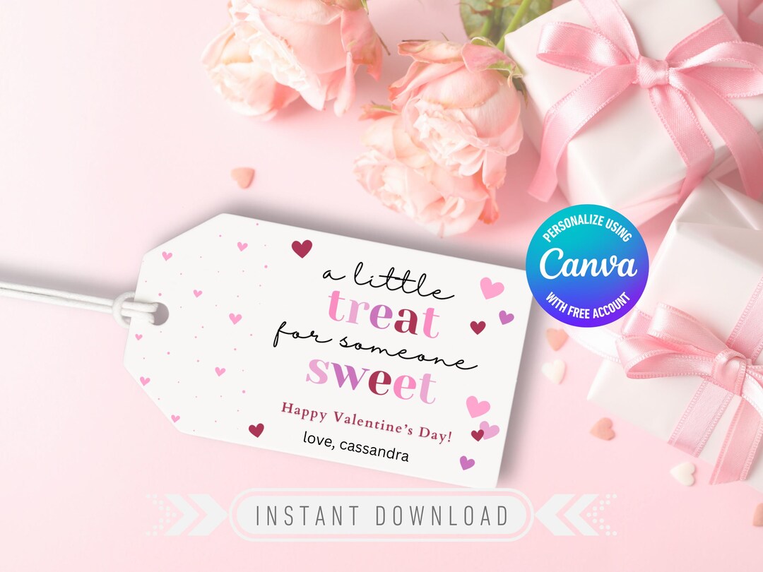 Editable Valentine Gift Tag | Treat for Someone Sweet (PDF) - Etsy