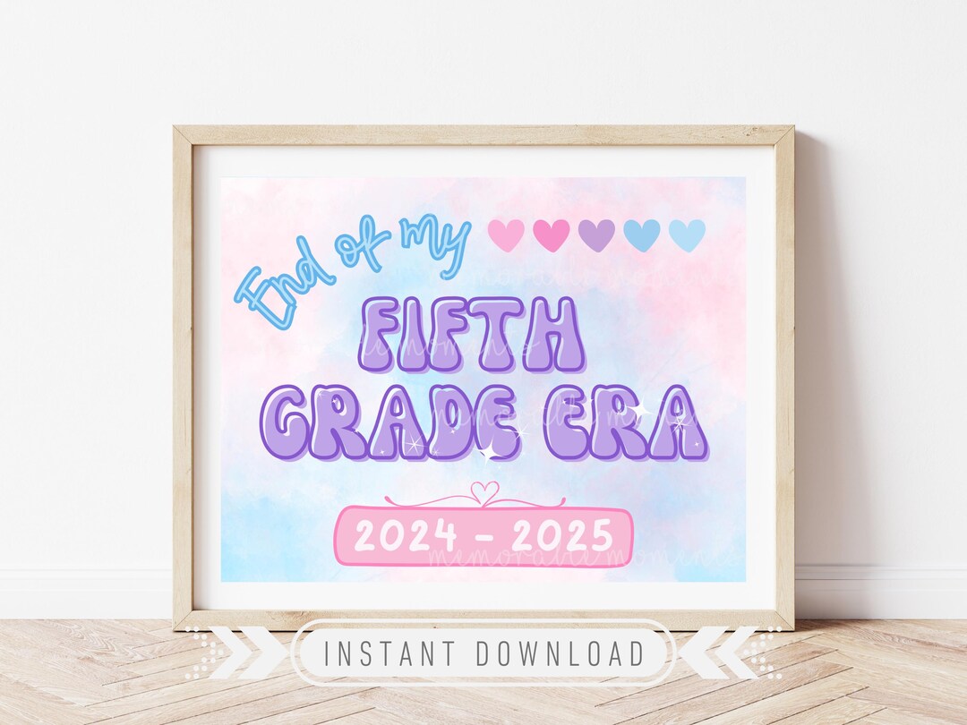 Last Day of 5th Grade Sign | Last Day of School Sign | 5th Grade | Last ...