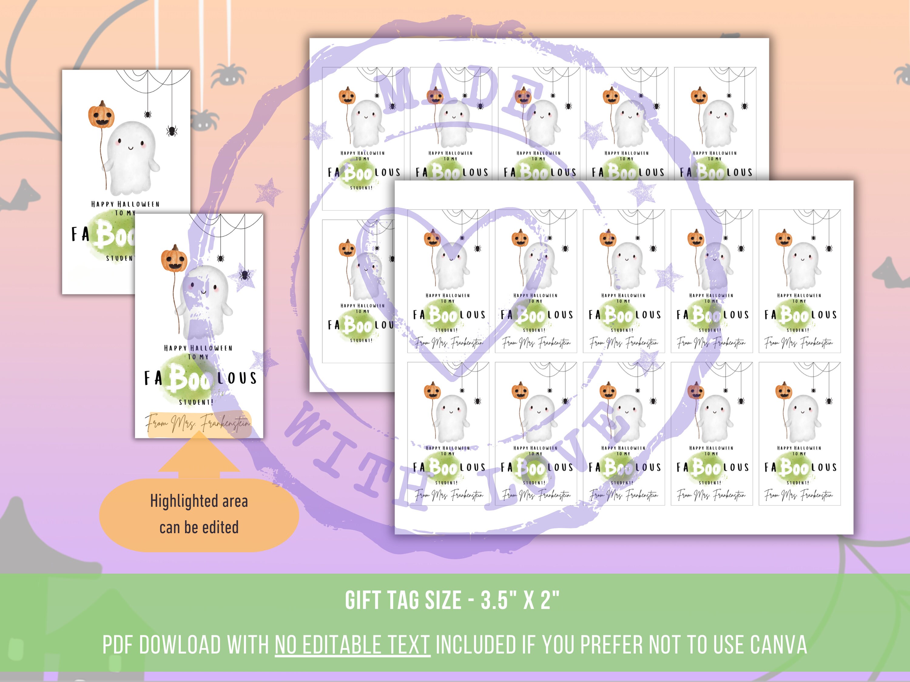 Editable Halloween Student Gift Tag | Printable Treat Label (PDF) - Etsy