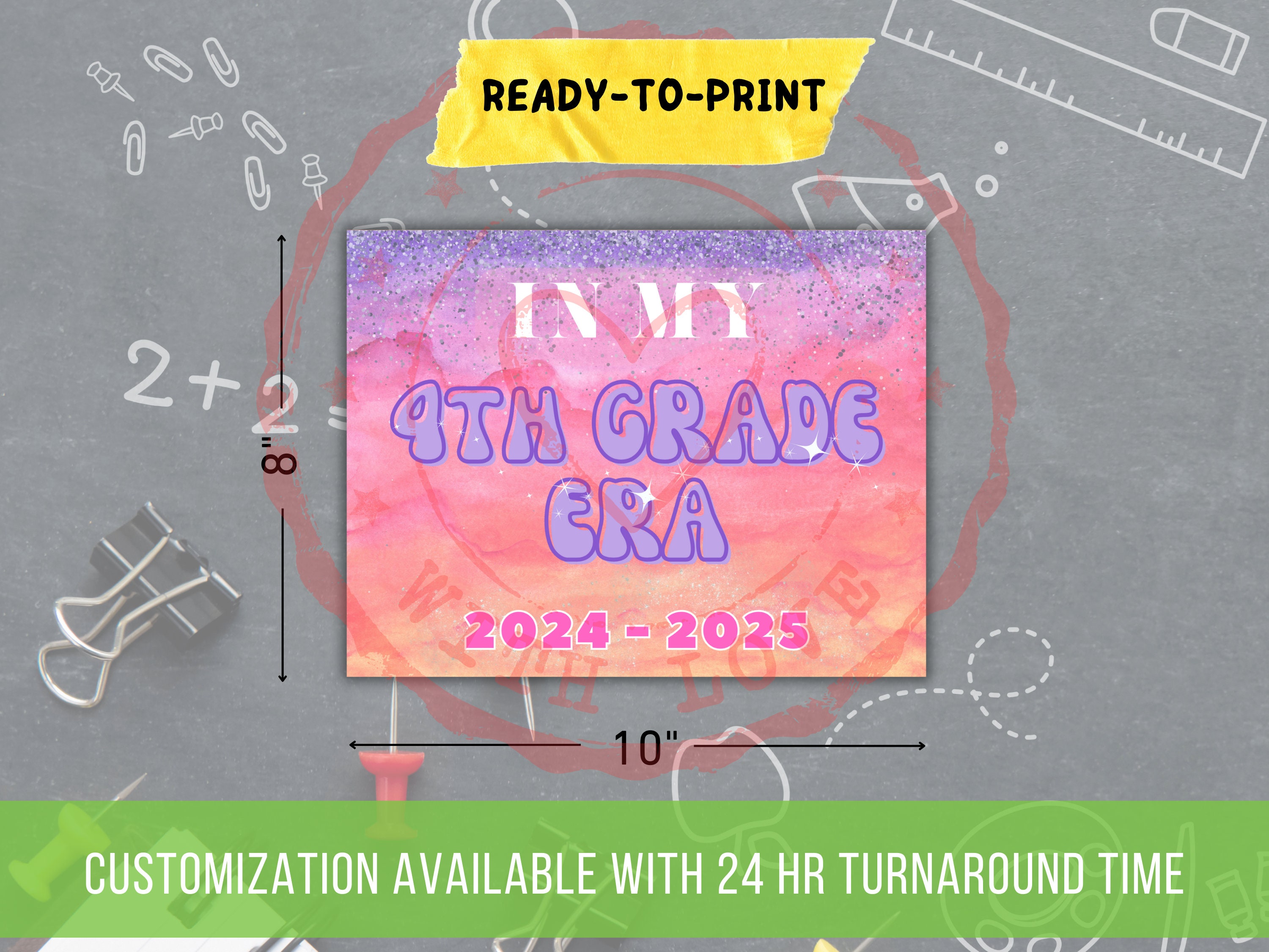 First Day of 4th Grade Sign First Day of School Sign 4th Grade First ...